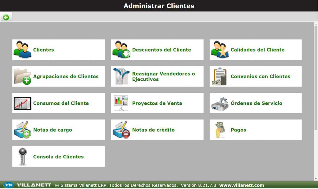 Administrar Clientes - Ayuda de Villanett ERP